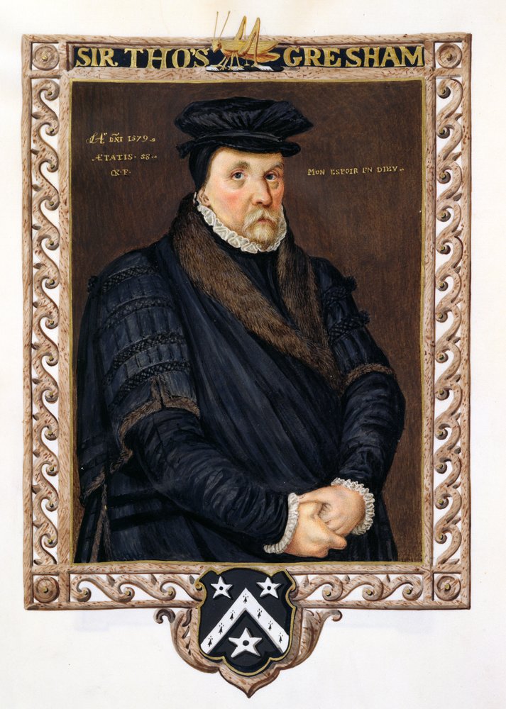 Portræt af Sir Thomas Gresham (ca. 1519-79) fra 'Memoirs of the Court ...
