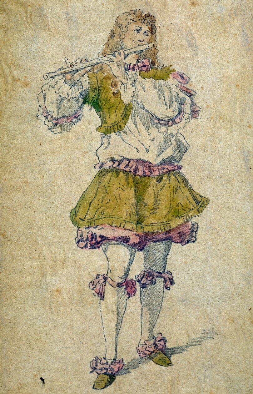 Ottavio, Commedia dell'arte karakter, tegning af Maurice Sand (1823-1889)